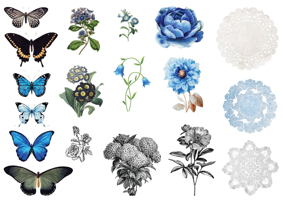 Printable Floral Mix2 Digital Stickers Collage Sheet Junk - Etsy