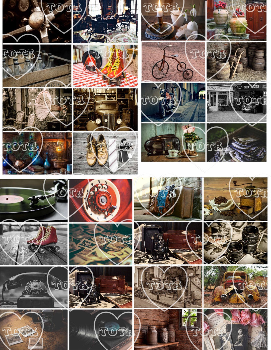 Vintage Set Junk Journal Cards Photos Faded Objects Junk - Etsy