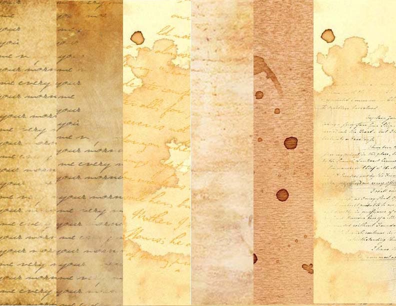 Coffee & Script, Papers, Junk Journal, Neutral, Brown, Dyed, Tea ...