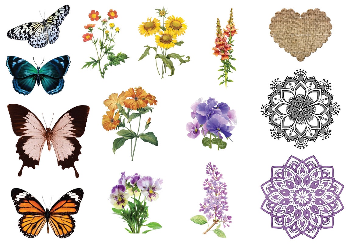 Printable Floral Mix2 Digital Stickers Collage Sheet Junk - Etsy