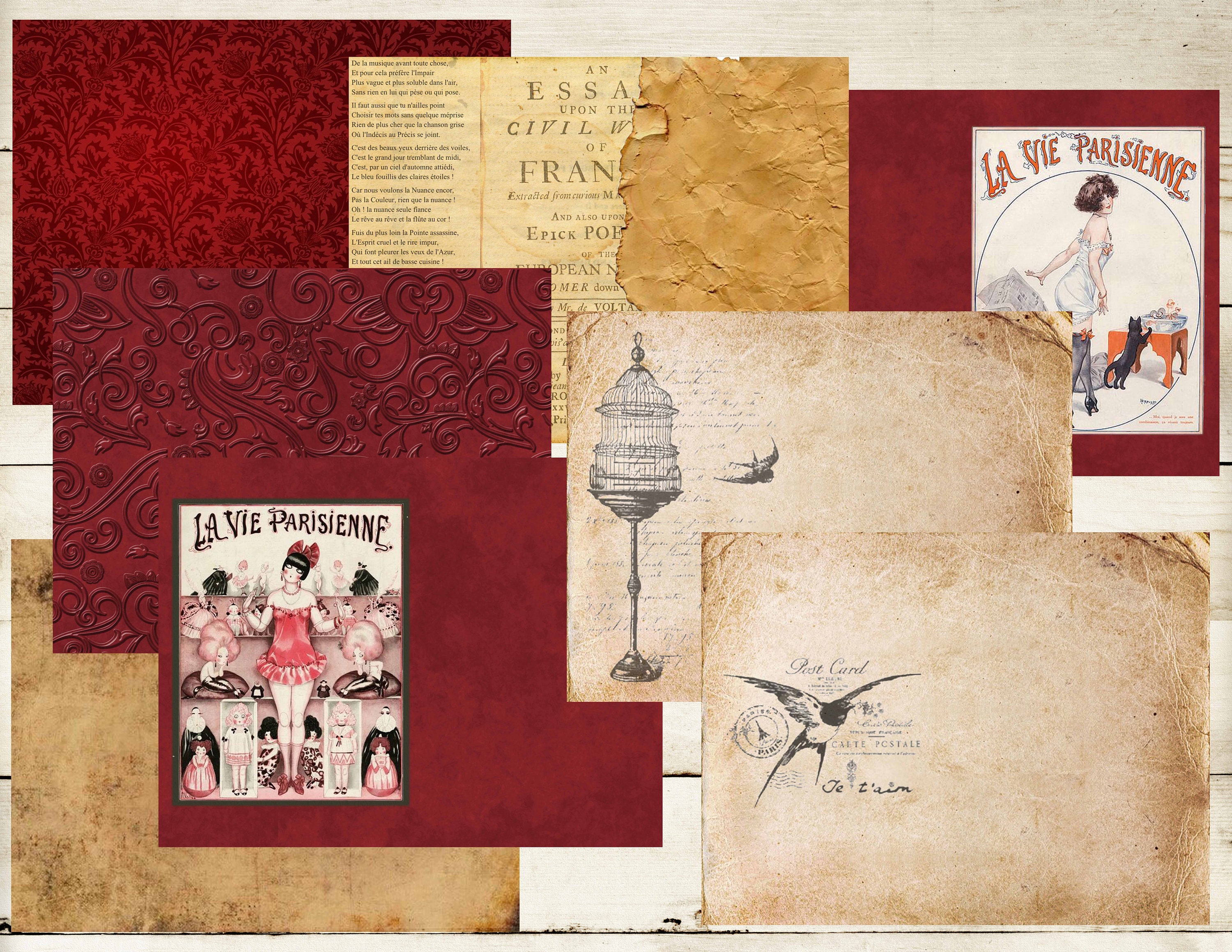 Vintage French Traveler's Journal Kit, Retro Journal Ephemera, Vacation ...