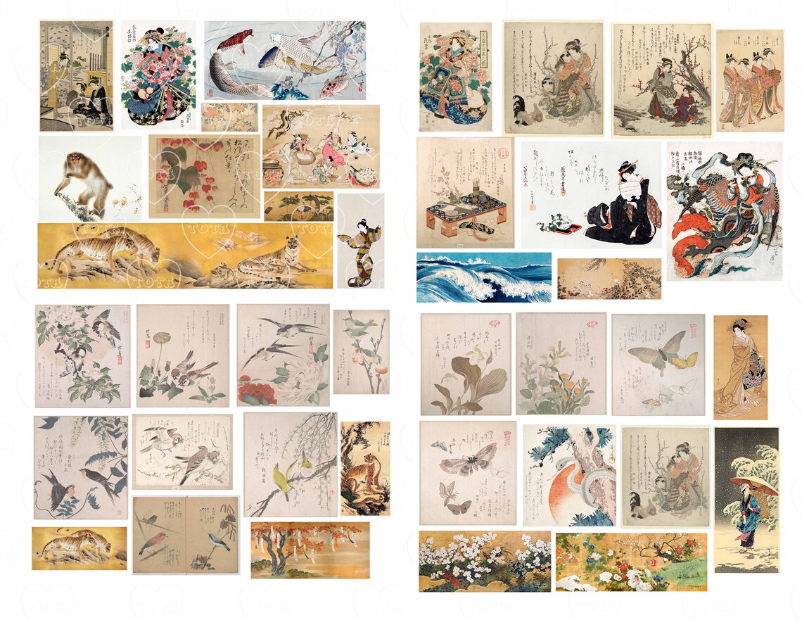 Japanese Post Cards Beautiful Art asian Journal Pack - Etsy