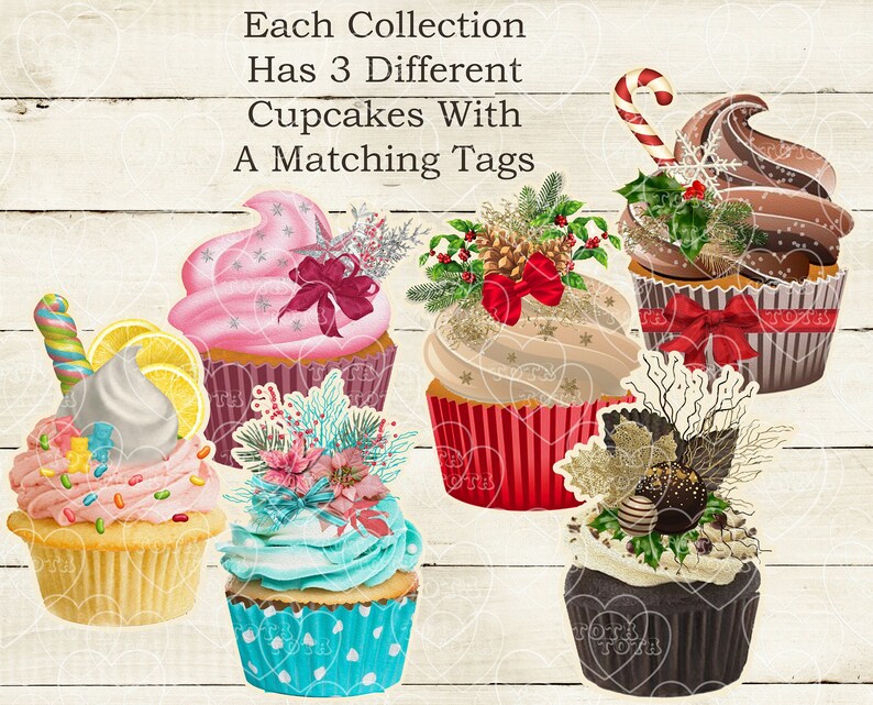 Christmas Cupcakes Clipart, Cupcake Art, Winter Art, Digital Art ...