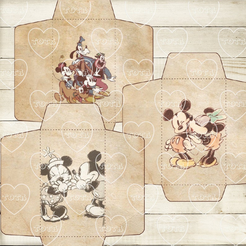 12 Large Mixed Design Envelopes of Mickey, Printable Letters, Digital ...