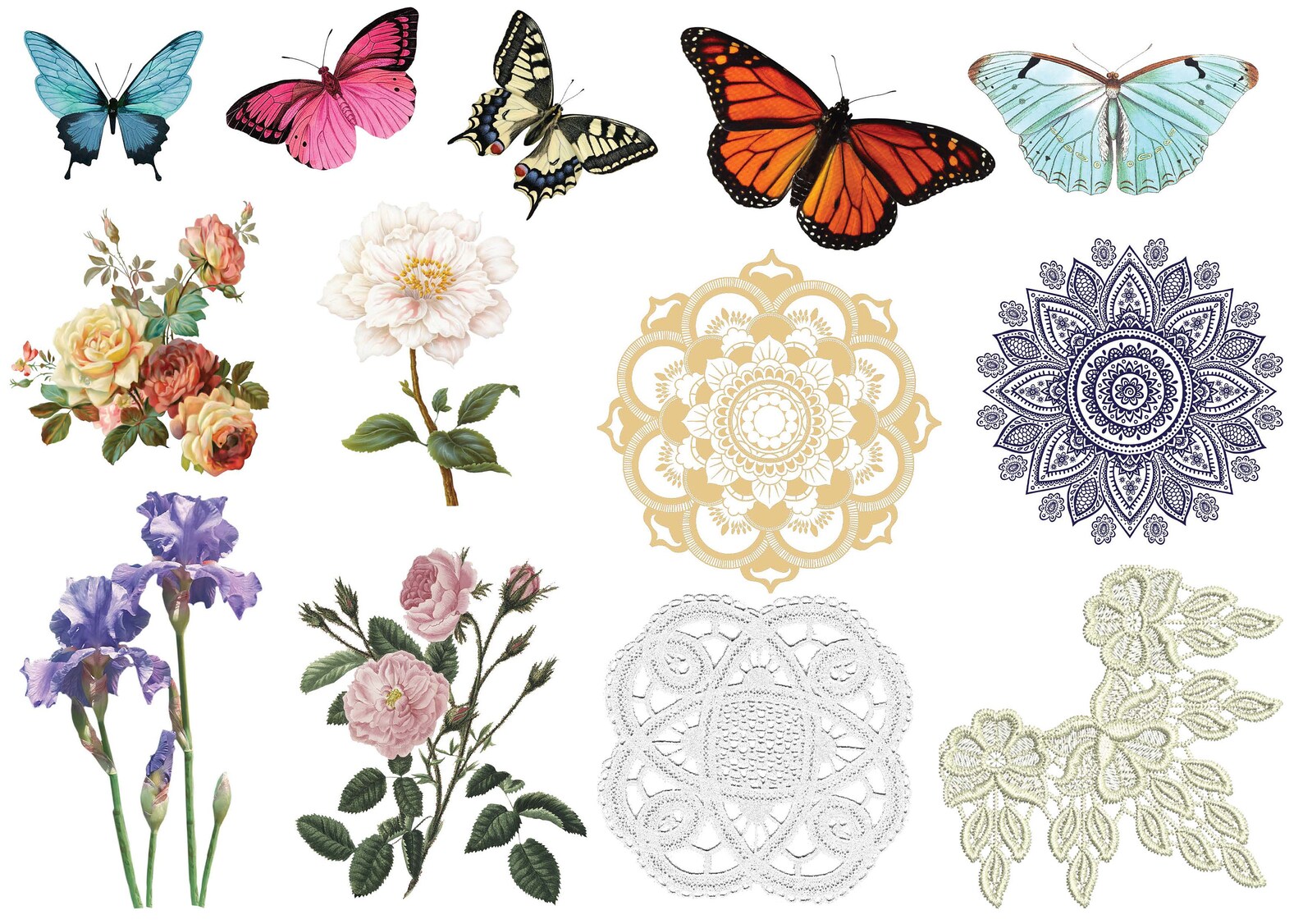 Printable Floral Mix2 Digital Stickers Collage Sheet Junk - Etsy