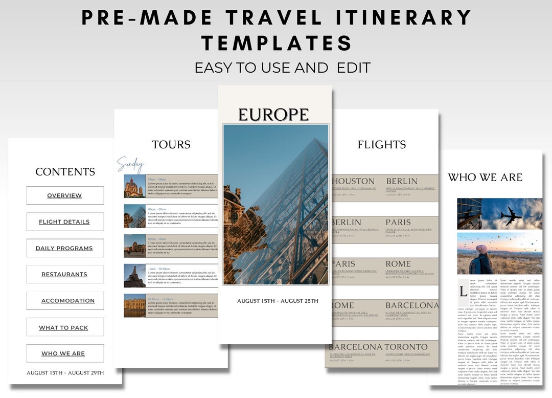 Vacation Planner Editable Travel Itinerary I Editable Vacation Planner ...