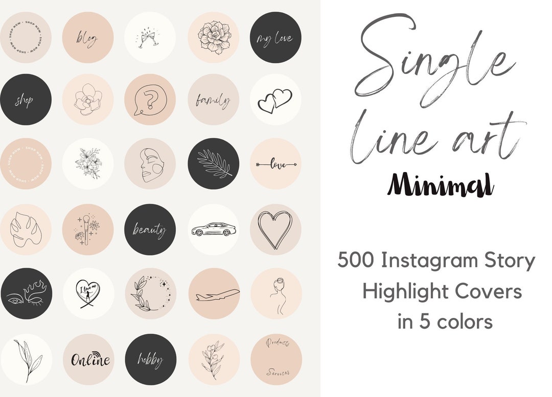 INSTAGRAM HIGHLIGHT COVERS Line Art Minimal Boho Neutral Hand Drawn ...