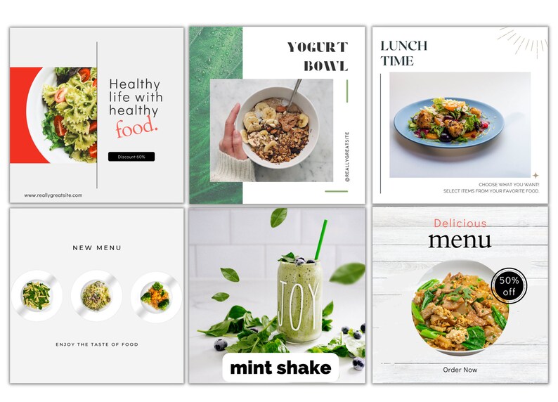 FOOD INSTAGRAM POSTS Template Bundle White Clean Cooking - Etsy