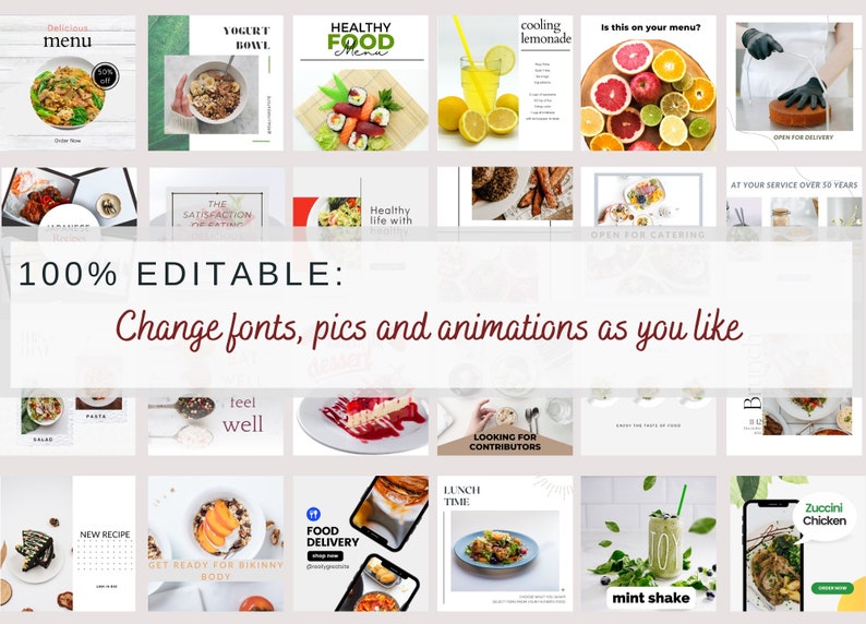 FOOD INSTAGRAM POSTS Template Bundle White Clean Cooking Recipe ...