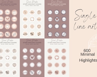 Minimalist Instagram Highlight Covers, Line Art Highlight Icons, Cream ...