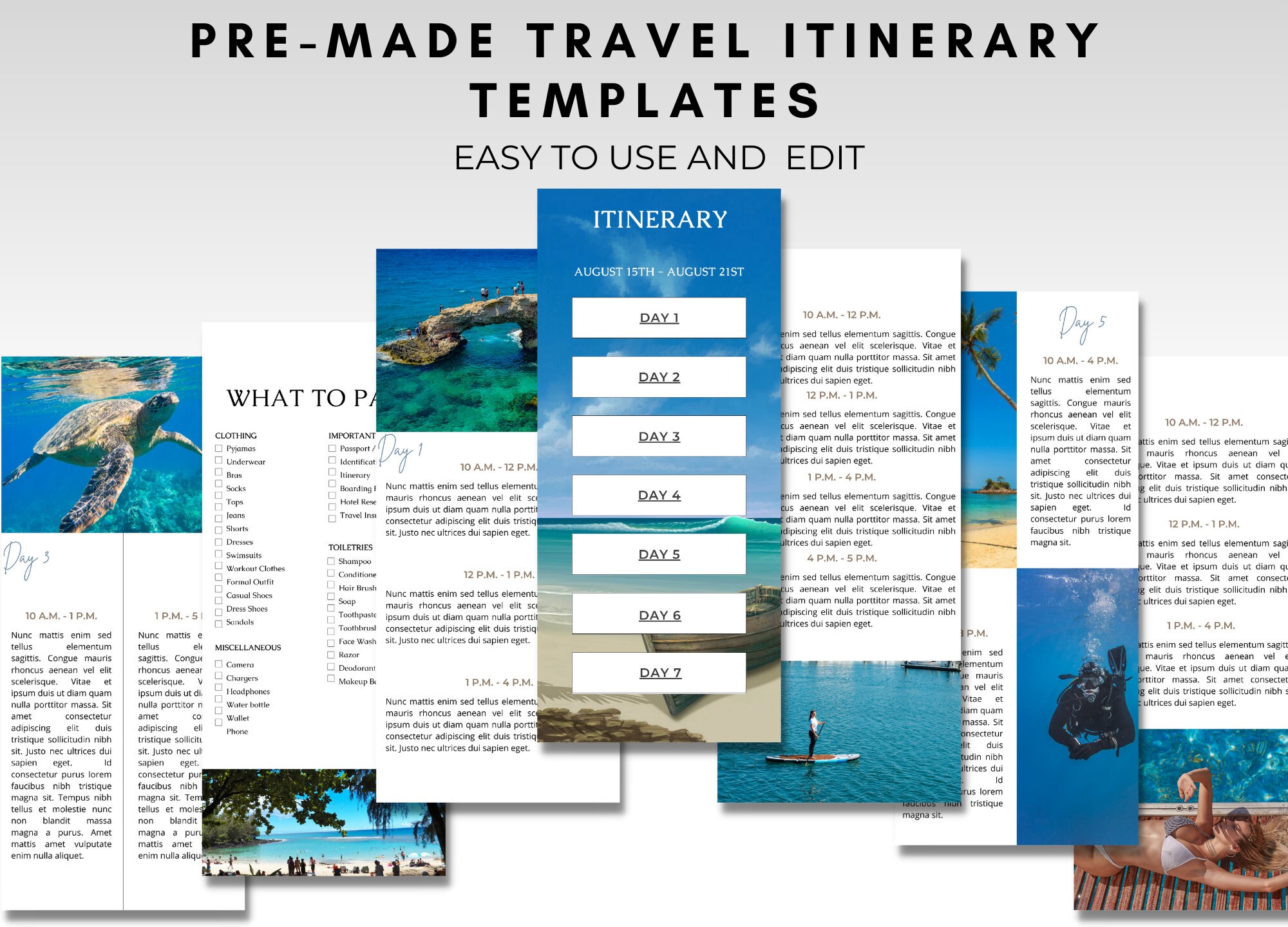 TRAVEL PLANNER EDITABLE Printable Template Holiday Vacation Organizer ...