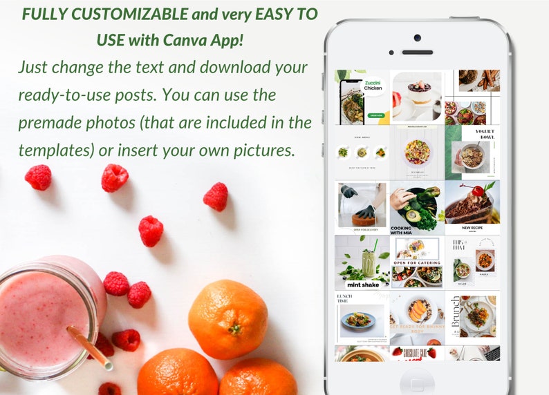 FOOD INSTAGRAM POSTS Template Bundle White Clean Cooking - Etsy
