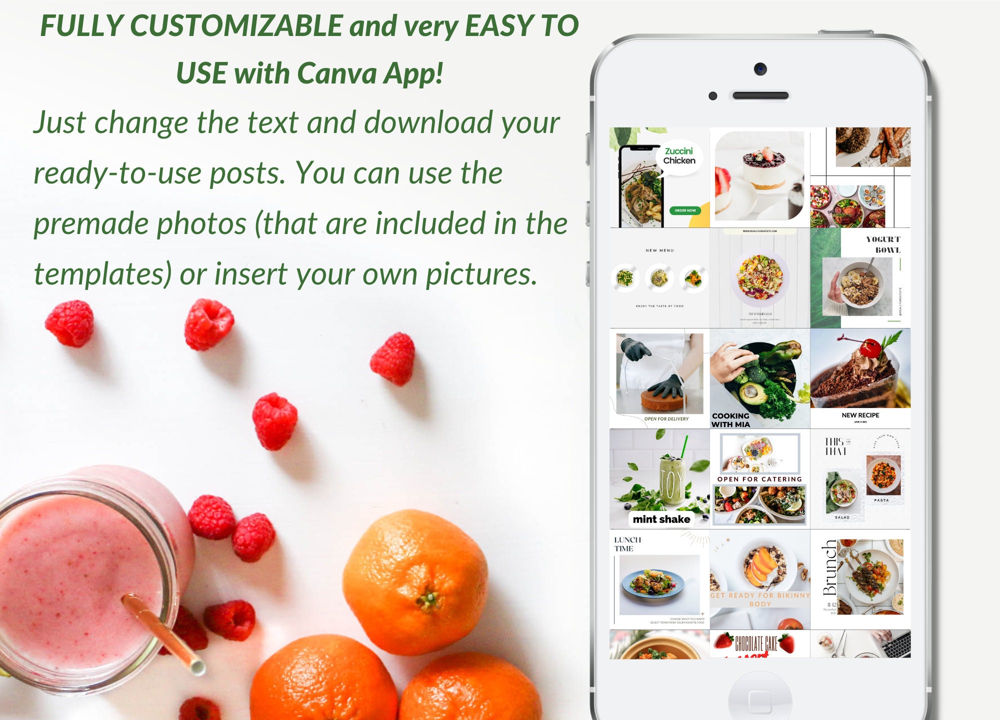 FOOD INSTAGRAM POSTS Template Bundle White Clean Cooking - Etsy
