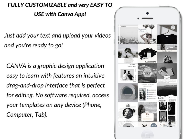 BLACK and WHITE INSTAGRAM Posts Template Bundle Minimal Clean ...