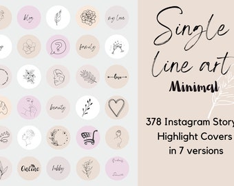 Minimalist Instagram Highlight Covers, Line Art Highlight Icons, Cream ...
