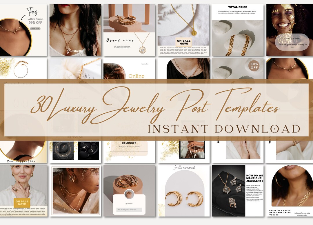 INSTAGRAM JEWELRY TEMPLATES Jewelry Business Branding Jewelry Social ...