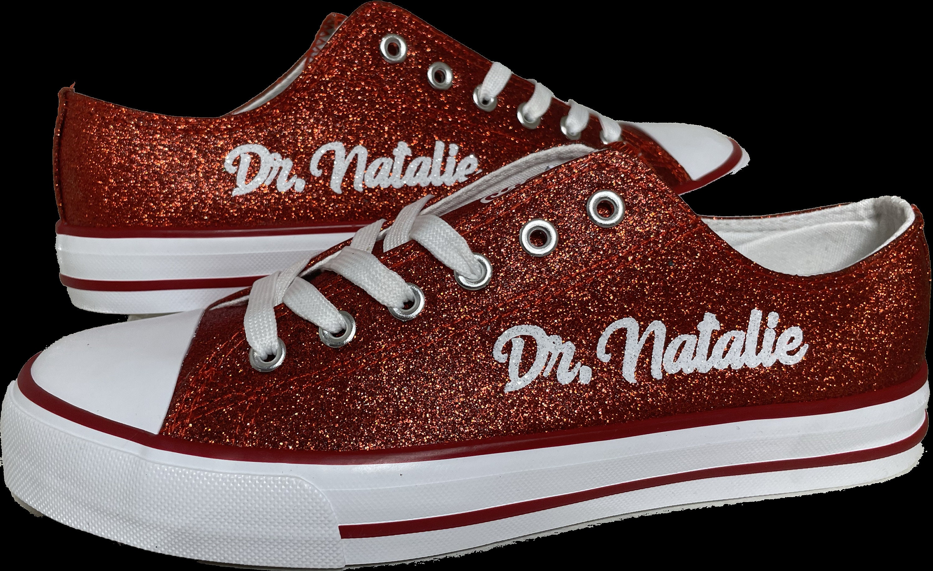 Red Custom Branded Glitter Sneakers - Etsy