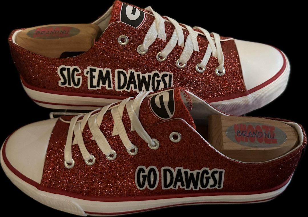 Red Custom Branded Glitter Sneakers - Etsy