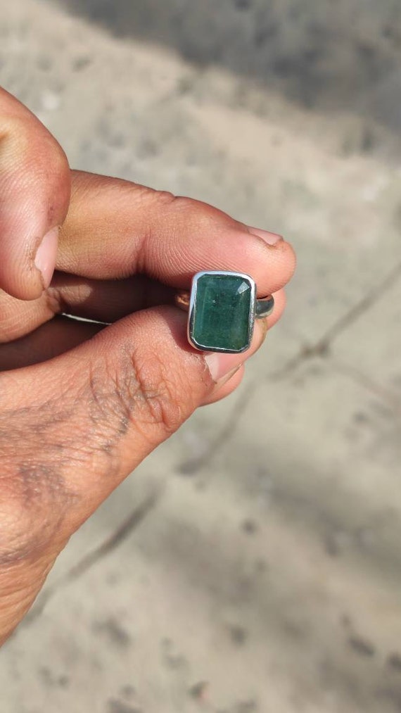 Panna Stone Ring Designs In Silver