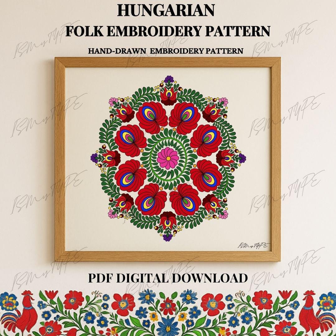 PDF Pattern | Hungarian Matyo Embroidery | Hand-drawn Embroidery Design ...