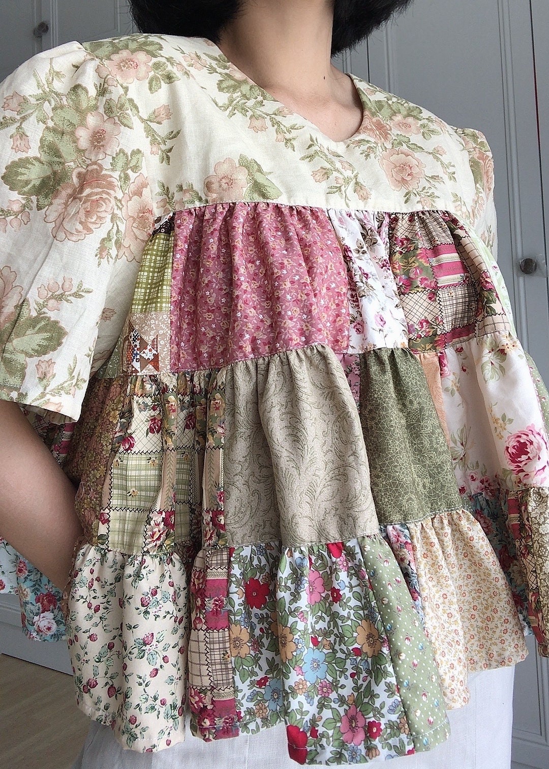 Patchwork Cotton Blouse: One-of-a-kind Handmade Top - Etsy