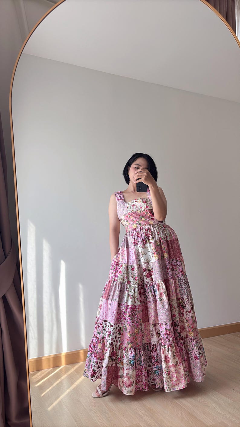 Handmade Floral Patchwork Maxi Dress – One-of-a-kind Babydoll Gown - Etsy