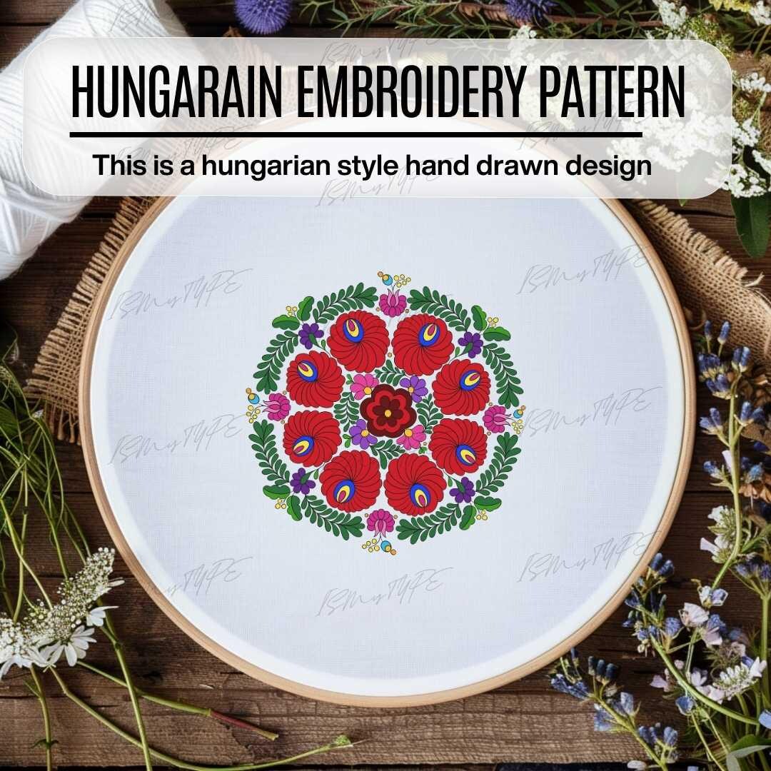 PDF Pattern | Hungarian Matyo Embroidery | Hand-drawn Embroidery Design ...