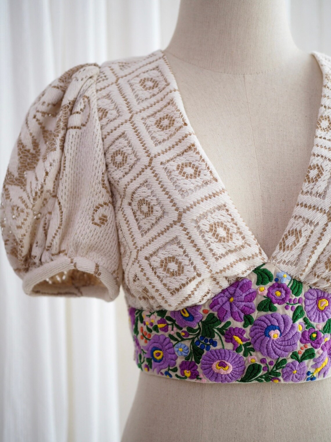 Matyó-inspired Hand Embroidered Halter Top – Hungarian Folk Art Style ...