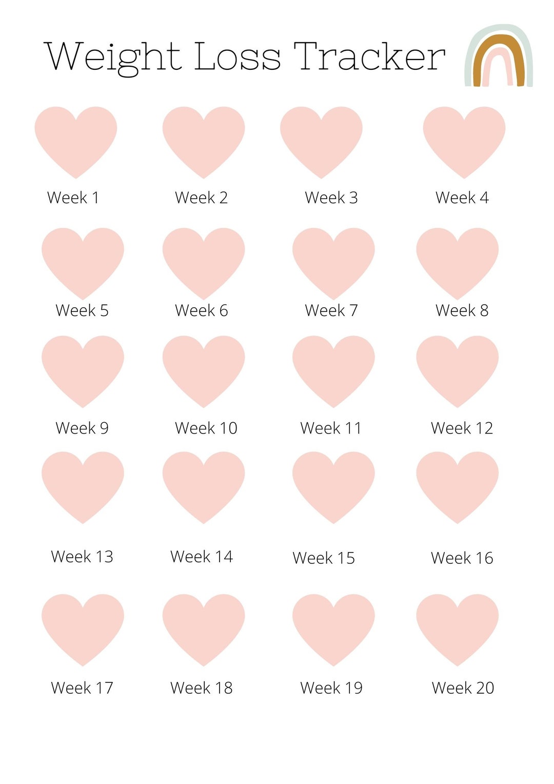 Weight Loss Tracker Printable - Pink - Etsy