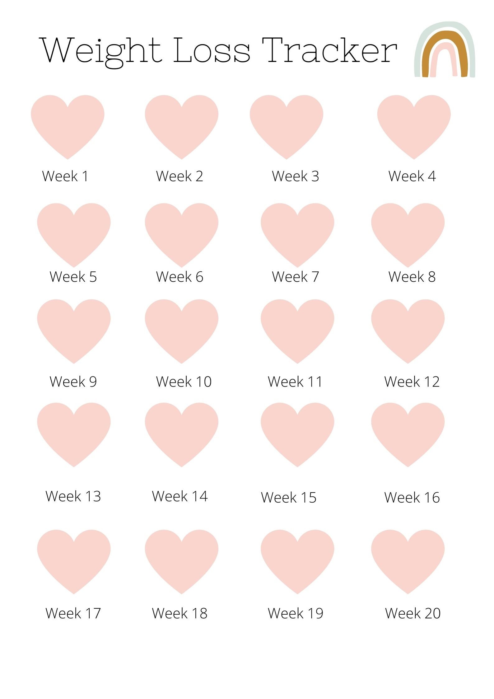 Weight Loss Tracker Printable - Pink - Etsy