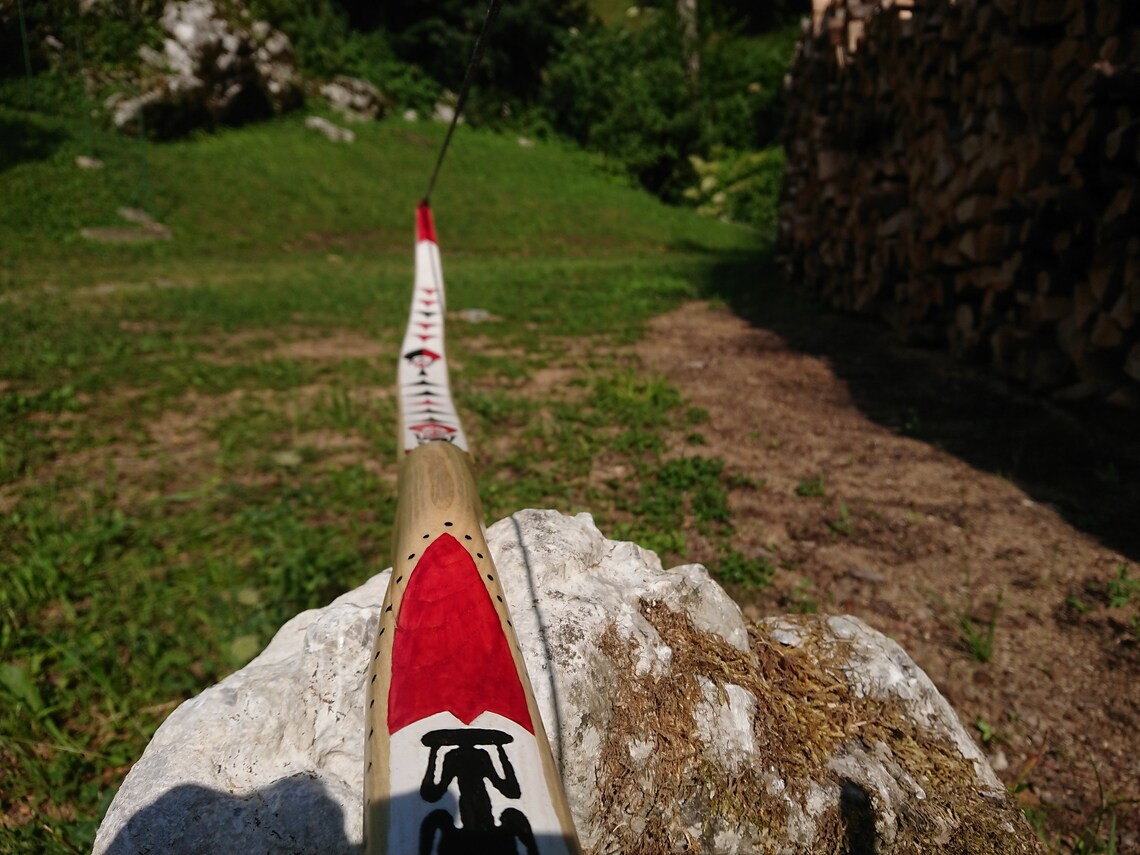 Arc traditionnel/arc plat de 64 po. - Peint à la main - Entraînement au ...