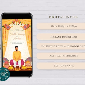 Digital Haldi Invitation Card Design Indian Wedding Haldi Ceremony ...
