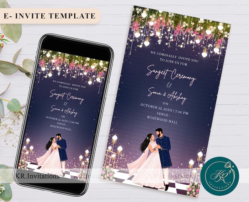 Custom Sangeet Invitation Template: Indian Wedding Ceremony ( Editable ...