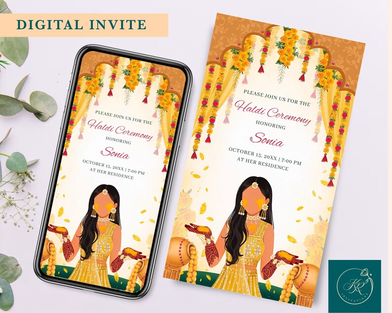 Haldi Invitation Template Editable Haldi E Invite or Mayoun - Etsy