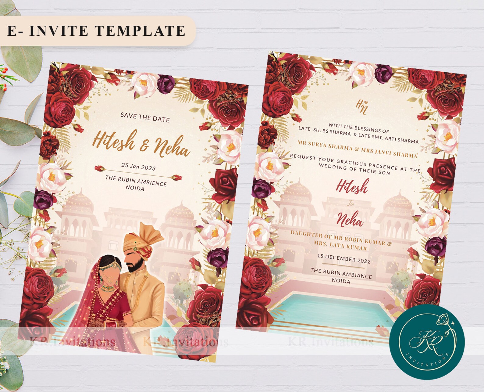 Editable Indian Wedding Invitation Template: Floral Design (digital) - Etsy