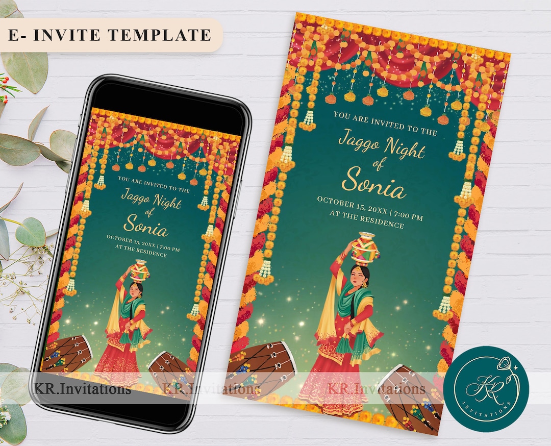 Jaggo Night Invitation as Digital Jaggo Card Invite, Jaggo Night Video ...