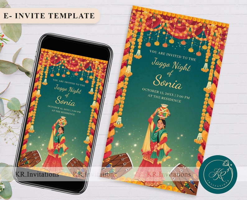 Jaggo Night Invitation as Digital Jaggo Card Invite, Jaggo Night Video ...