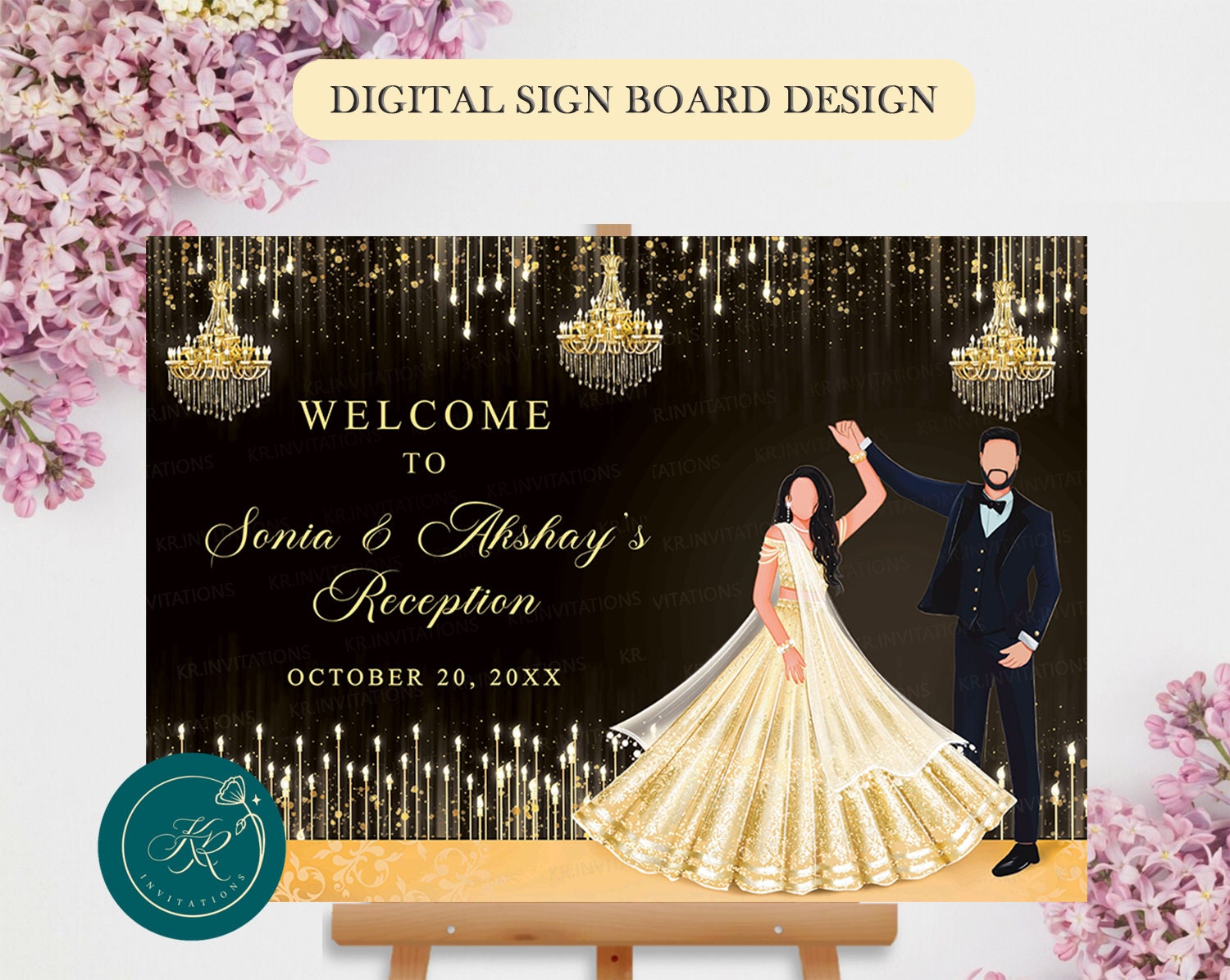 Wedding Reception Sign Board Digital Indian Wedding Reception Party ...