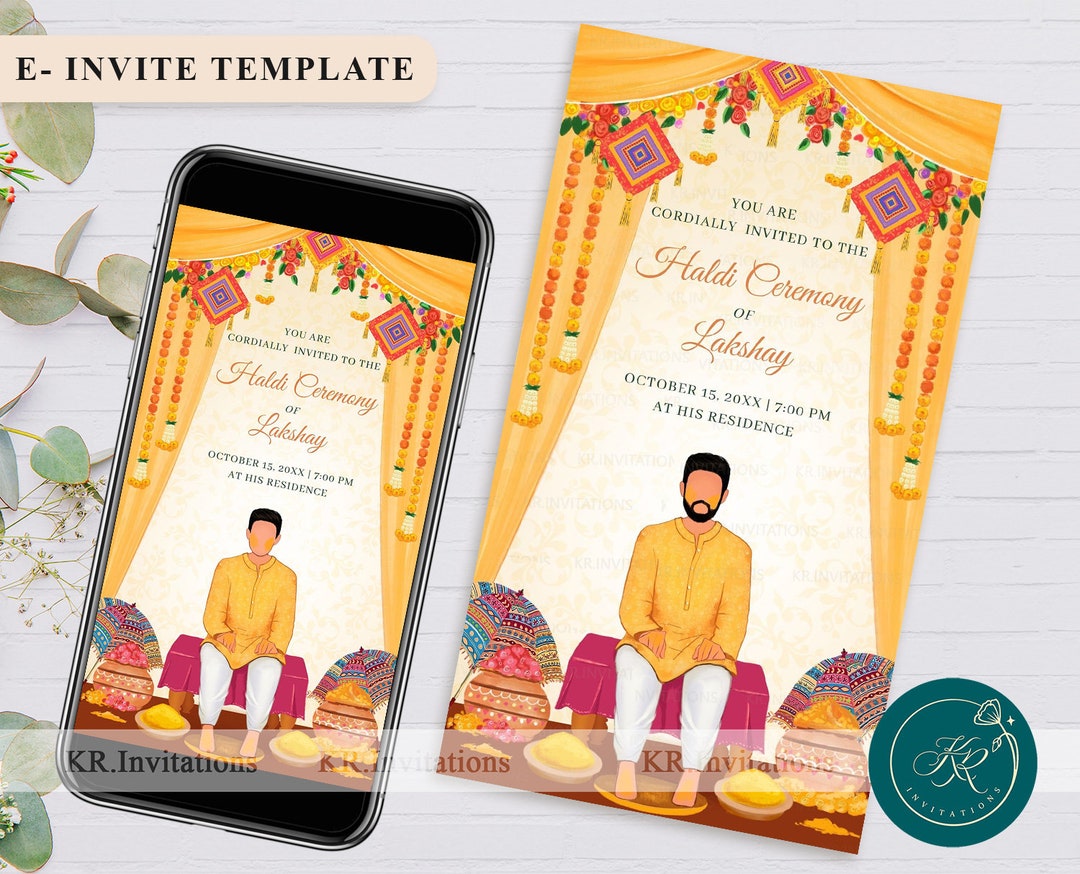 Digital Haldi Invitation Card Design Indian Wedding Haldi Ceremony ...