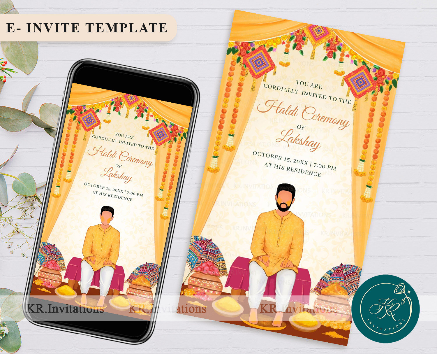 Digital Haldi Invitation Card Design Indian Wedding Haldi Ceremony ...