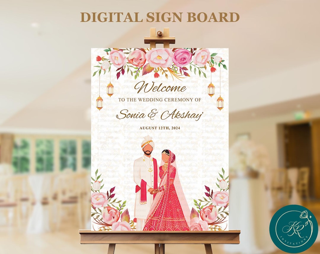 Indian Wedding Sign Board Digital Welcome Sign Board Printable Wedding ...