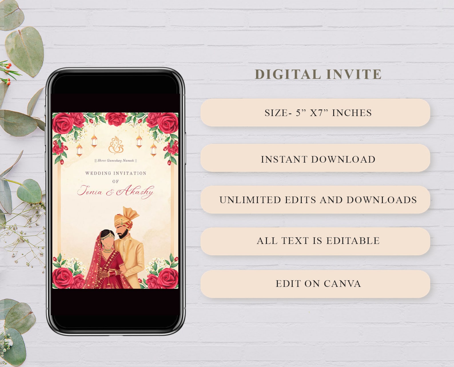 Indian Wedding Invitation Template, Elegant Wedding Invitation as Hindu ...