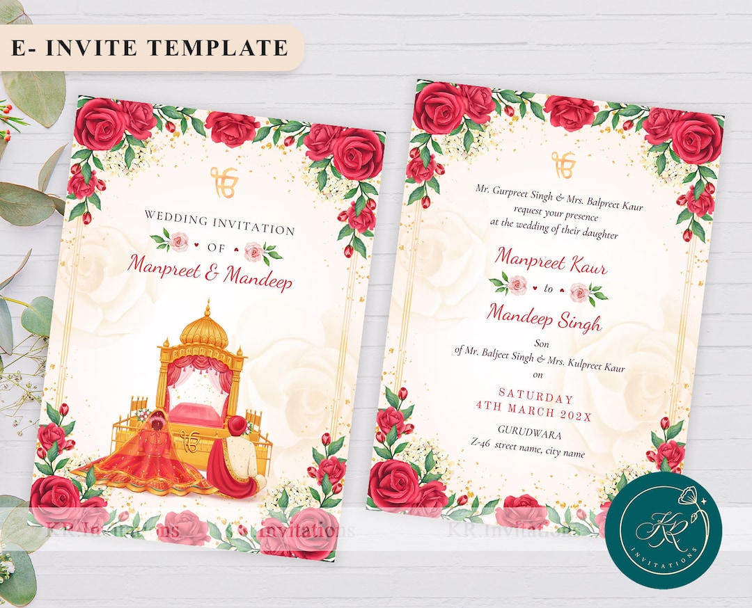 Sikh Wedding Invitation Anand Karaj Invites & Sikh Wedding Invite ...