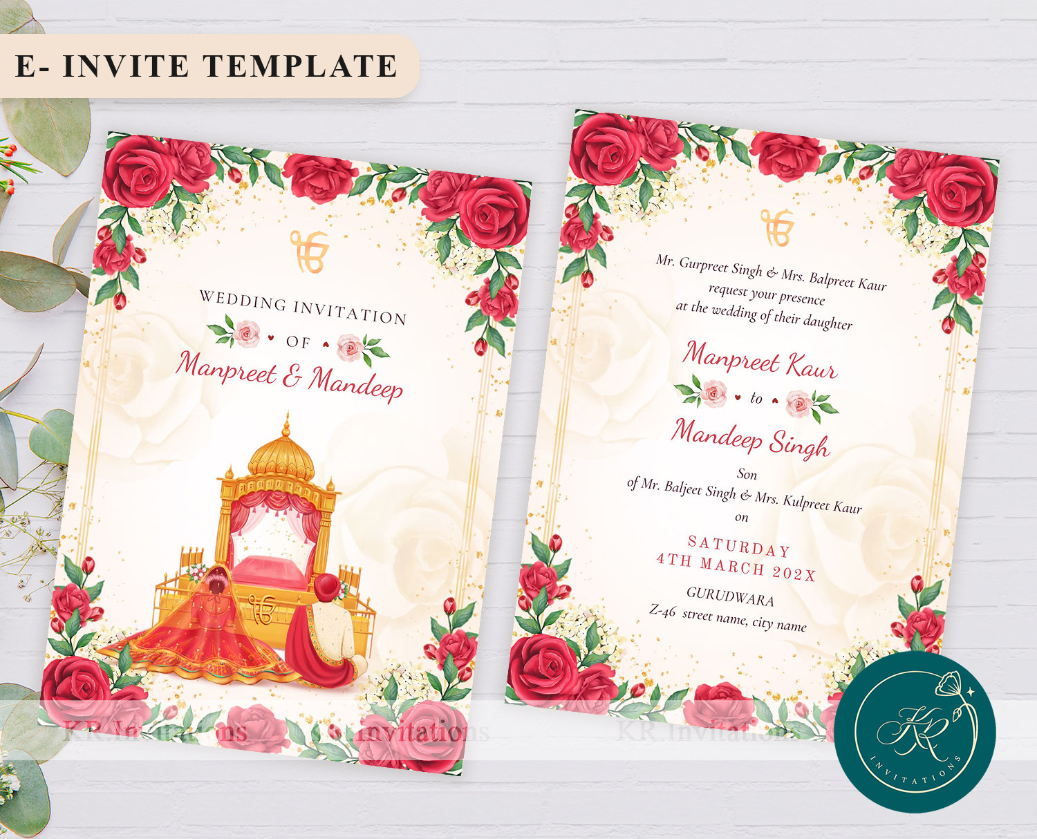 Sikh Wedding Invitation Anand Karaj Invites & Sikh Wedding Invite ...