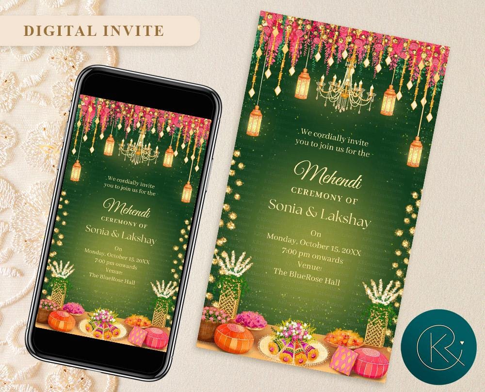 Editable Mehendi Invitation Template: Vibrant Indian Wedding E-invite ...