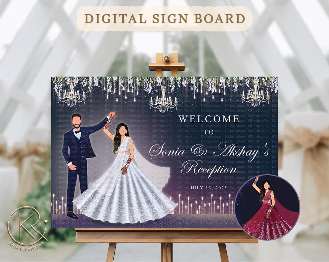 Indian Wedding Reception Sign: Custom Welcome Board (digital , PDF File ...