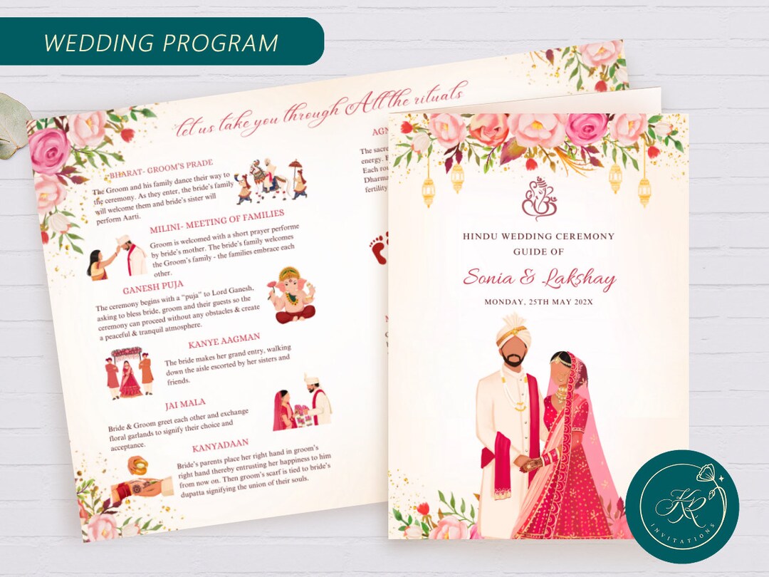 Buy Indian Wedding Program Template, Editable Hindu Wedding Program ...