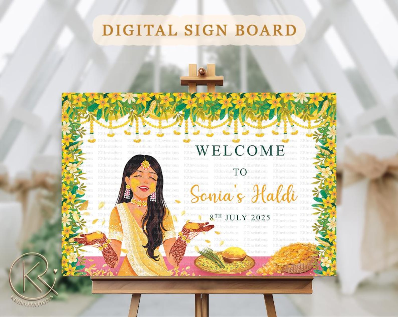 Haldi Welcome Sign: Indian Function Signage (digital PDF) - Etsy