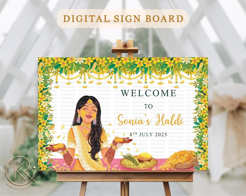 Haldi Welcome Sign: Indian Function Signage (digital PDF) - Etsy