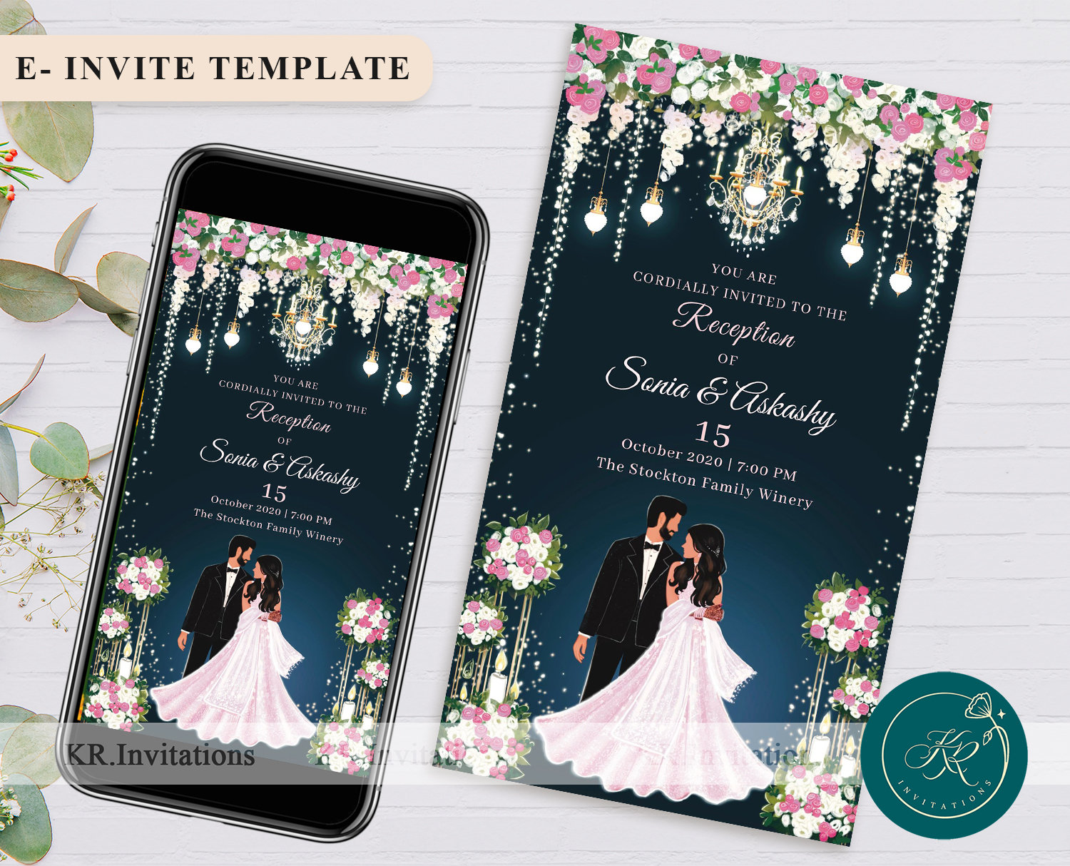 Reception E-invite Card Fancy Indian Reception Invite Wedding Reception ...